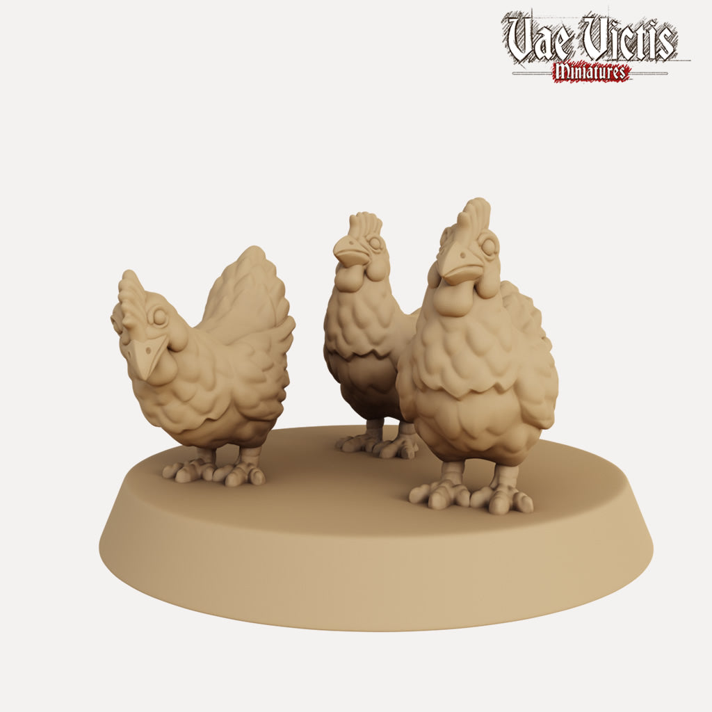 Set of Chickens - 3D Printed Miniature — Empire of Minis
